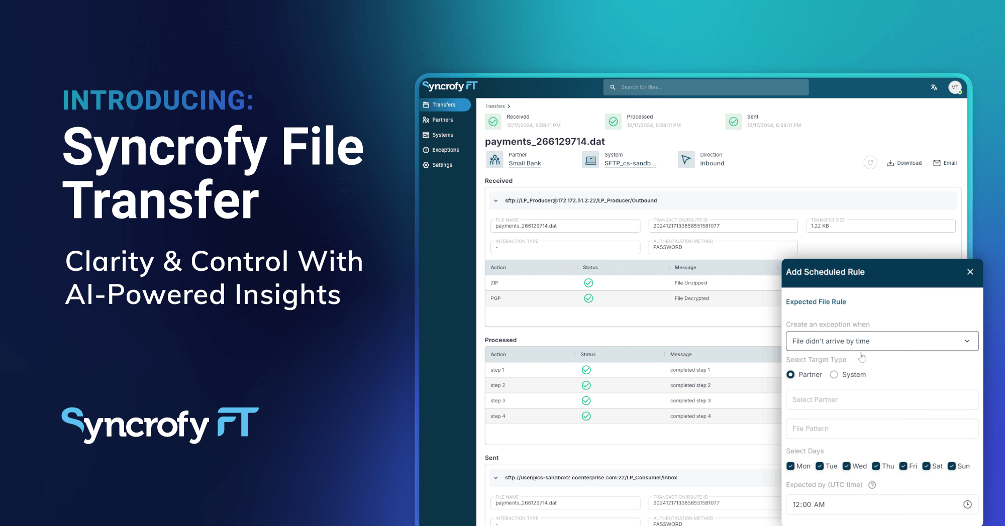 Syncrofy File Transfer (FT): AI-Driven Visibility & Security